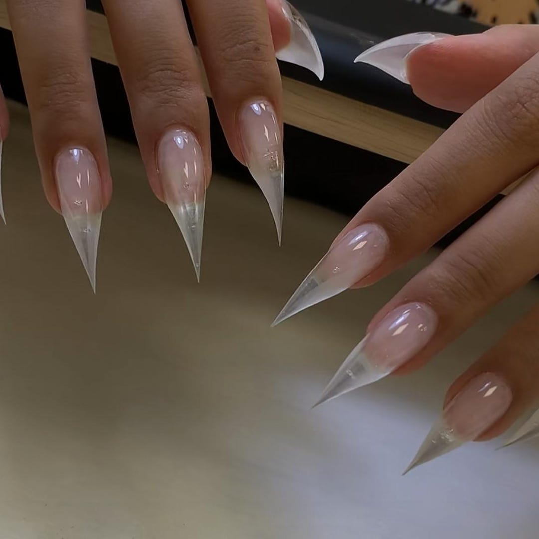 Transparent Werewolf Claw Press on Nails, Sharp Acrylic Anime Nails - Etsy