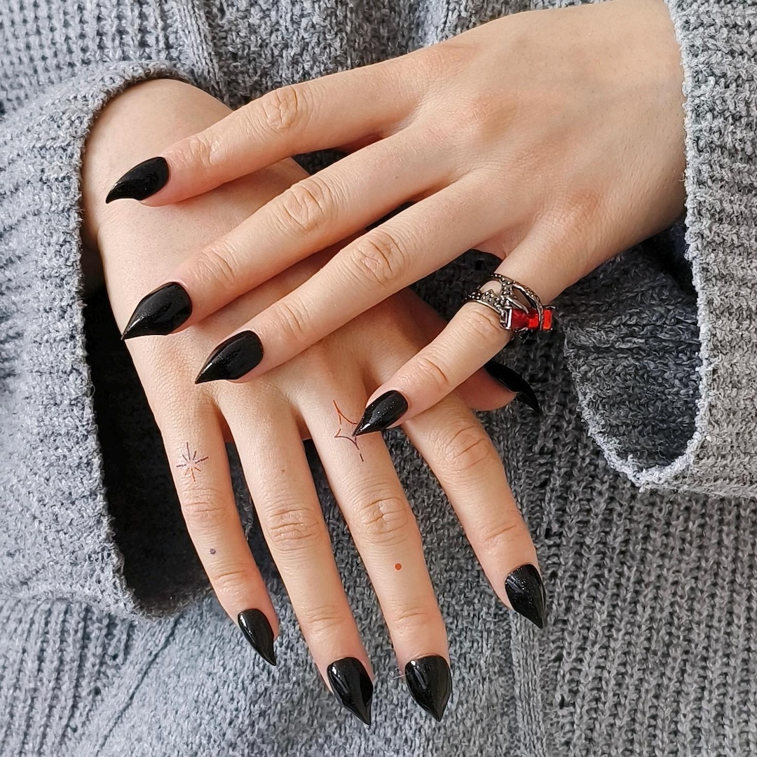 Black Claw Press on Nails, Sharp Anime Style - Etsy