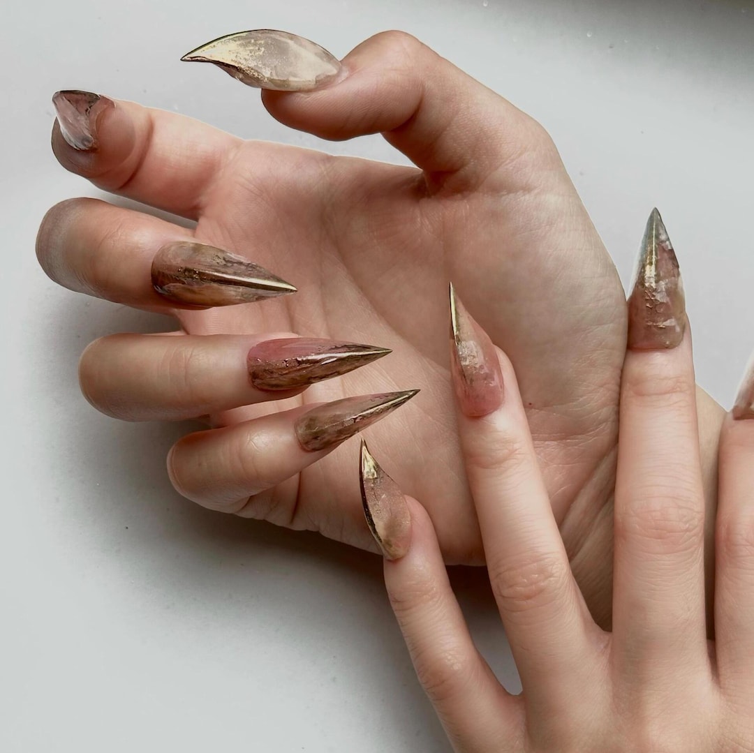 3d Metallic Nails Claw Nails Talon Nails Claw Press on Nails Vampire ...