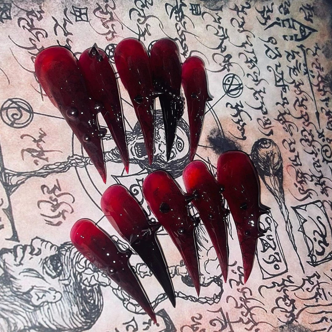 Westempress | Dark Night Thorns, Talon Nails Fox Claw Werewolf Press on ...