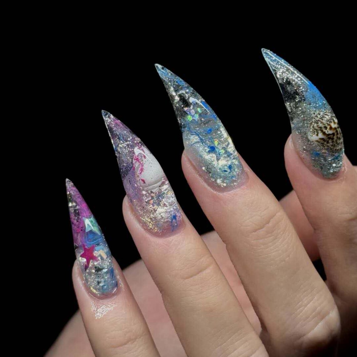 Night Sea | Raptor Nails Cat Claw Nails Press on Nails Gloves With ...