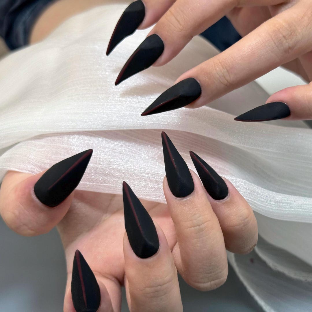 Westempress｜matte Black Dragon Claw Nails, Acrylic Press on Nails ...