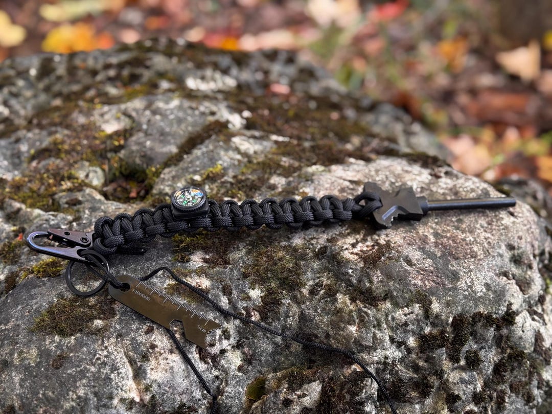 Paracord Keychain With Ferrorod, Striker, and Compass - Etsy