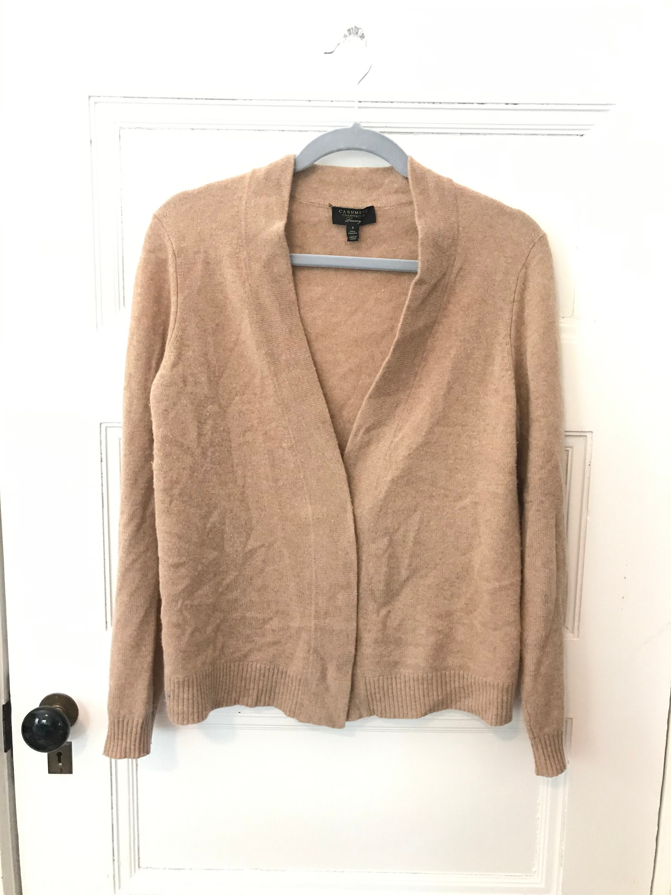 Tan Brown Cashmere Open Front Cardigan Sweater Size S | Etsy