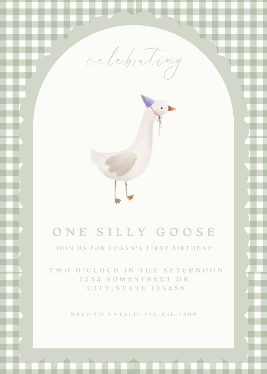 One Silly Goose Editable Invite, Silly Goose Birthday, Beige Mom One ...