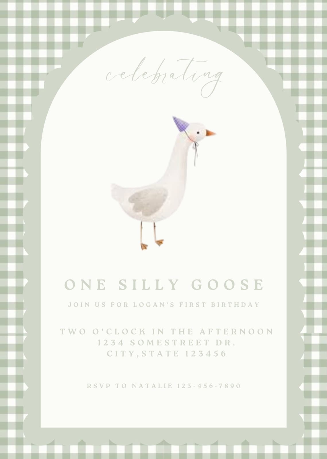 One Silly Goose Editable Invite, Silly Goose Birthday, Beige Mom One ...