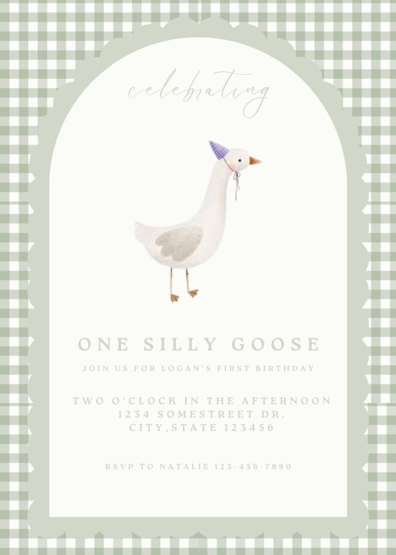 One Silly Goose Editable Invite, Silly Goose Birthday, Beige Mom One ...