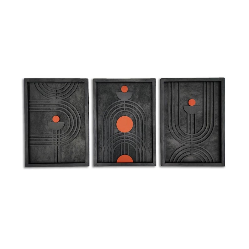 Geometric Wood Wall Art Set – Handmade Boho Decor - Etsy