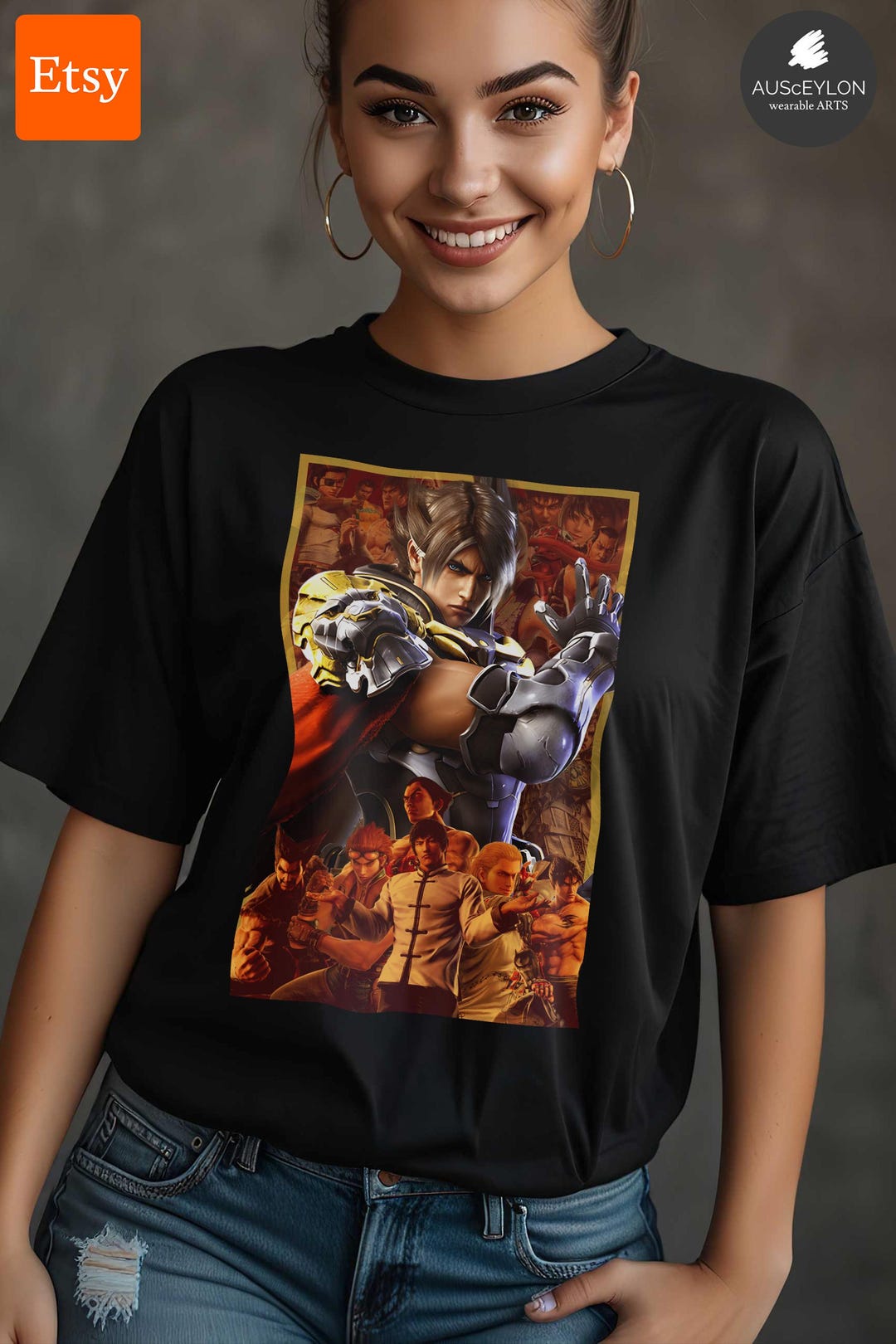 Vintage Retro Tekken Game Characters TKN8 Gaming IRON FIST Geek T-shirt ...