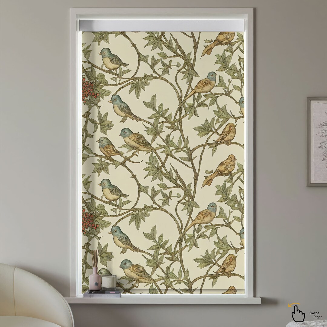 William Morris Style Roller Blinds Classic Bird and Branch Vintage ...