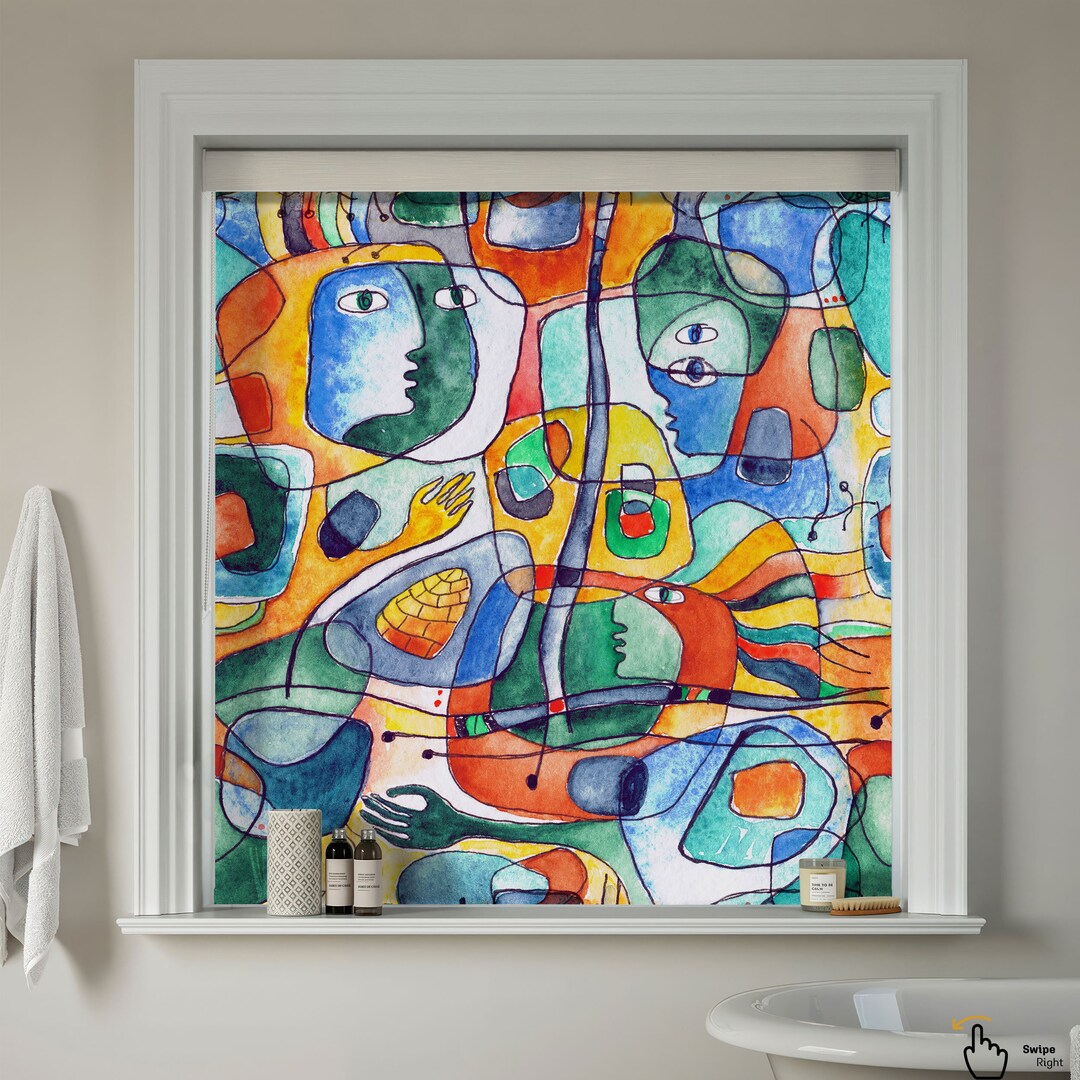 Abstract Art Roller Blinds Vibrant and Modern Multicolored Design ...