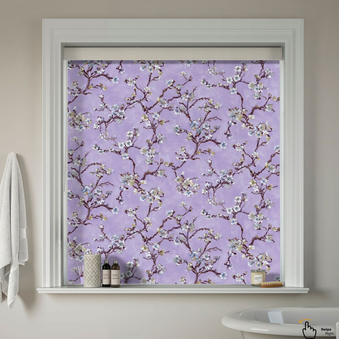 Delicate Cherry Blossom Roller Blind Serene Lavender Backdrop for ...