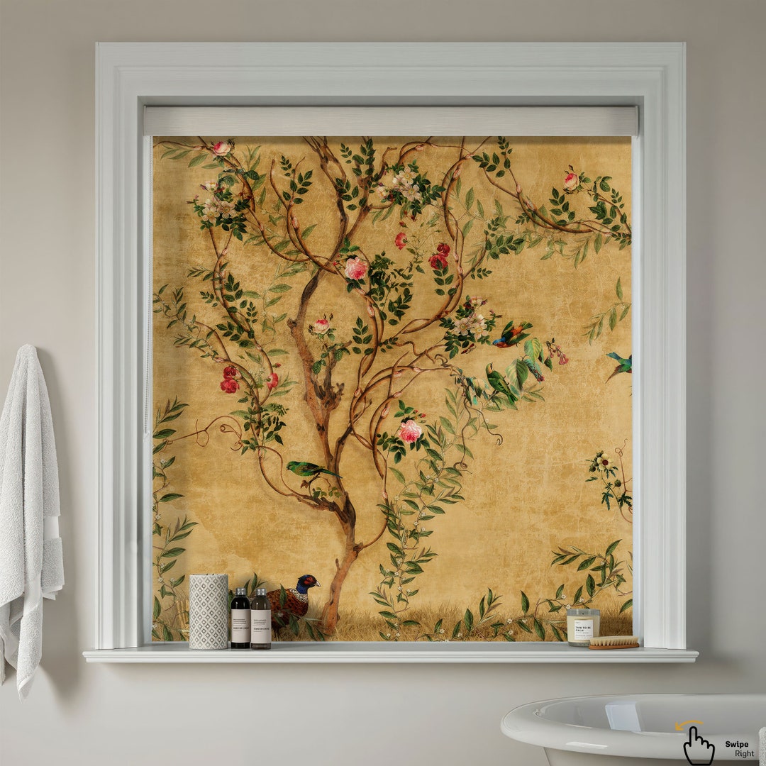 Vintage Pheasant Garden Roller Shade Classic Floral Window Blind ...