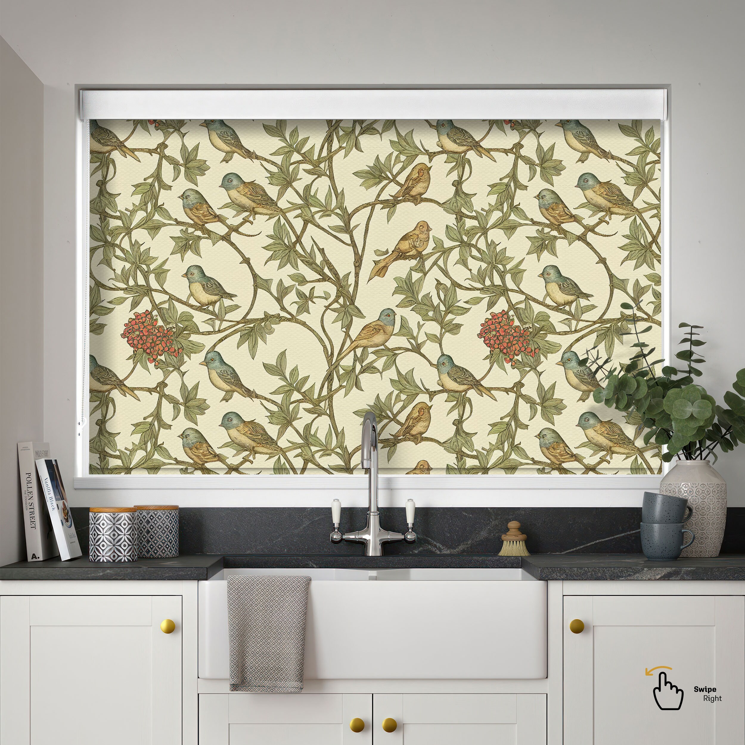 William Morris Style Roller Blinds Classic Bird and Branch Vintage ...