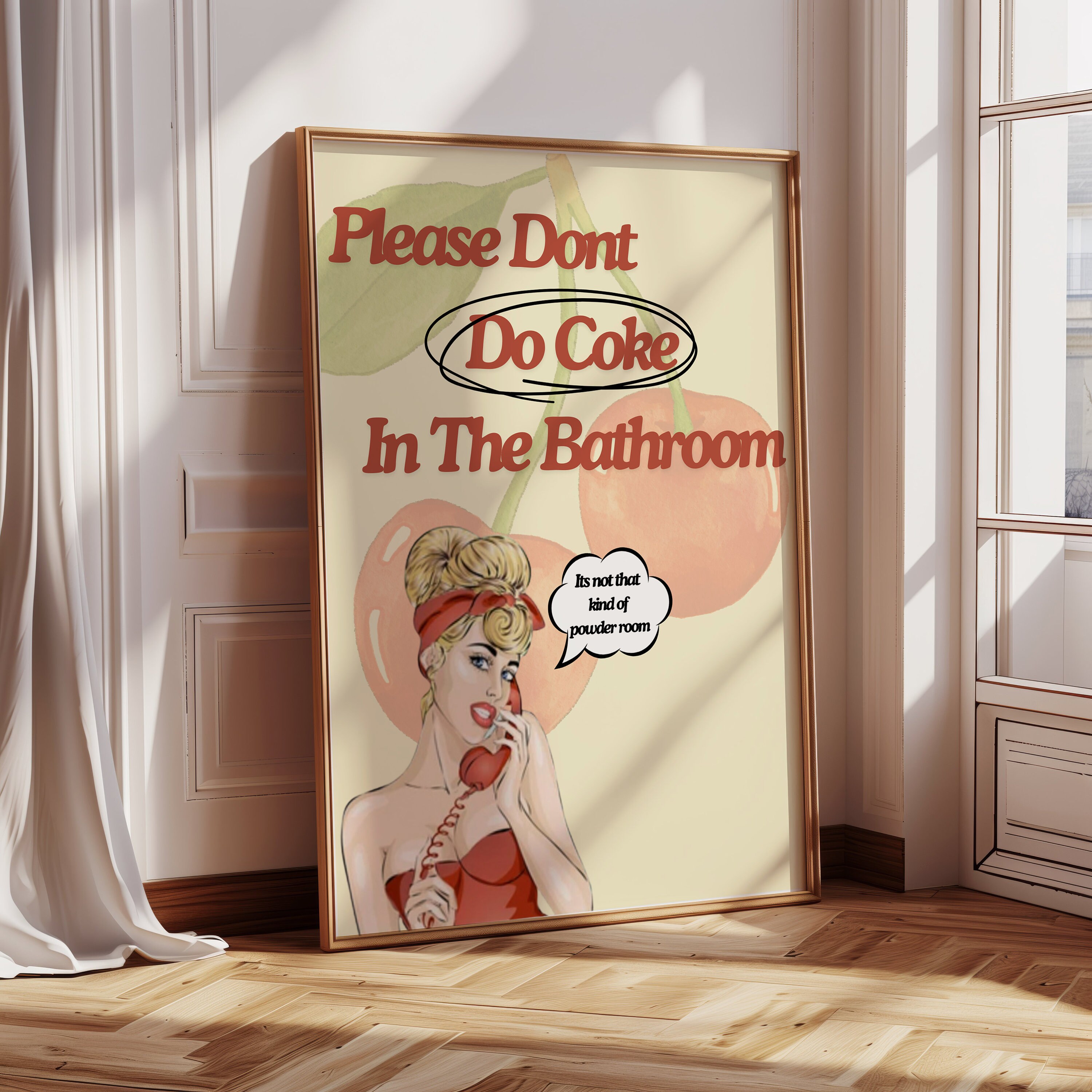 Please Dont Do Coke in the Bathroom Print, Trendy Bathroom Decor, Bathroom Prints, Please Dont ...