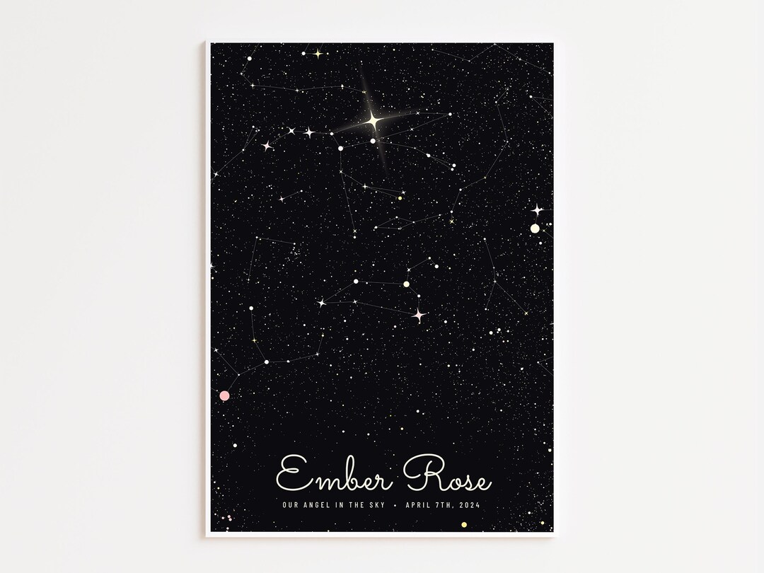 Personalized Baby Loss Star Map Memorial Print, Custom Night Sky ...