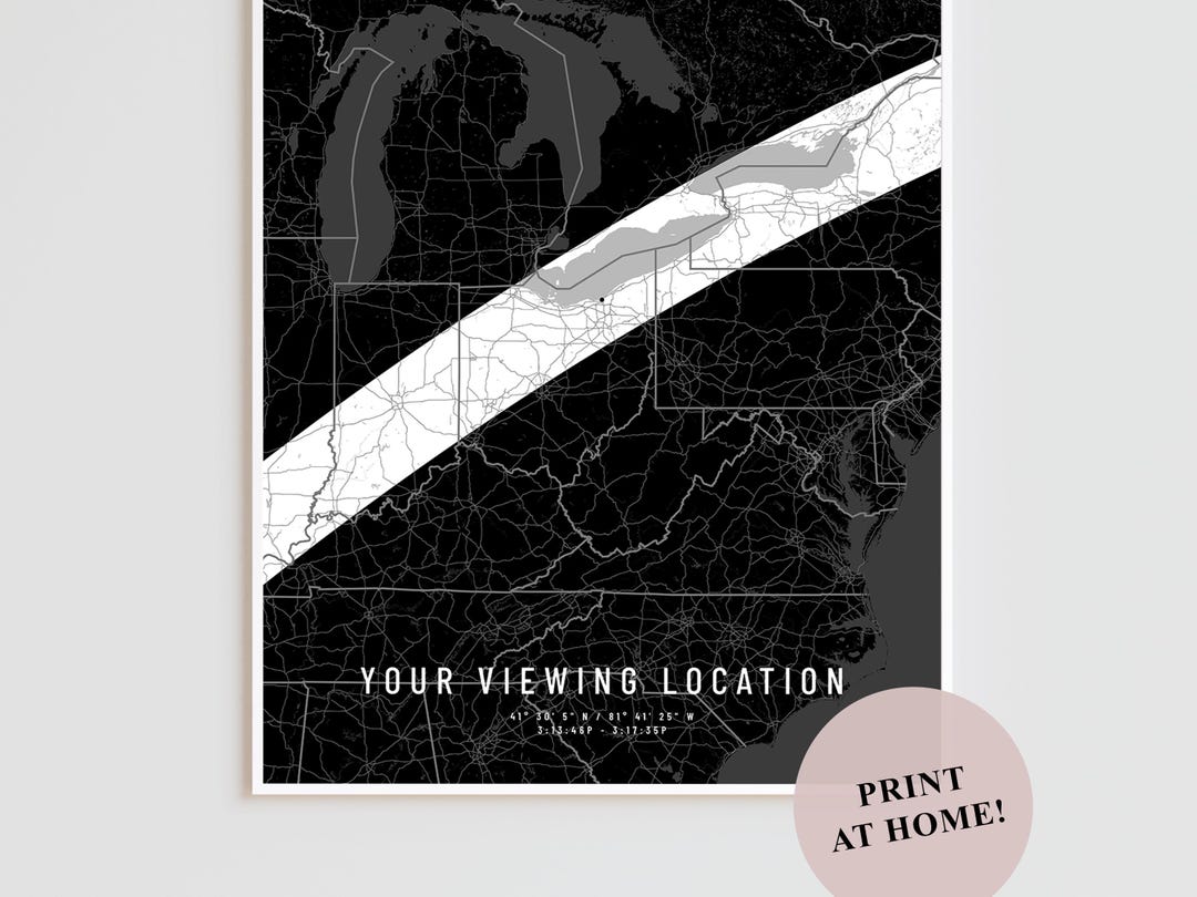Custom 2024 Solar Eclipse Map Printable, Personalized Great American ...