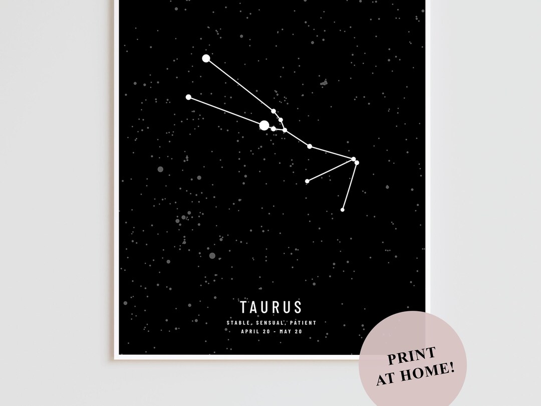Custom Taurus Zodiac Sign Printable Personalized April May Birthday ...