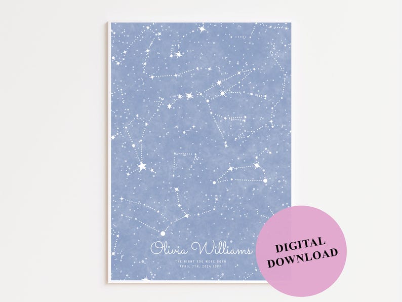 Personalized Baby Star Map, Custom Birth Poster, Newborn Nursery Wall ...