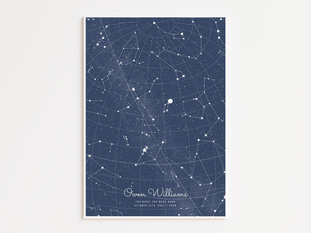 Personalized Nursery Star Map, New Baby Gift, Custom Constellation Map ...