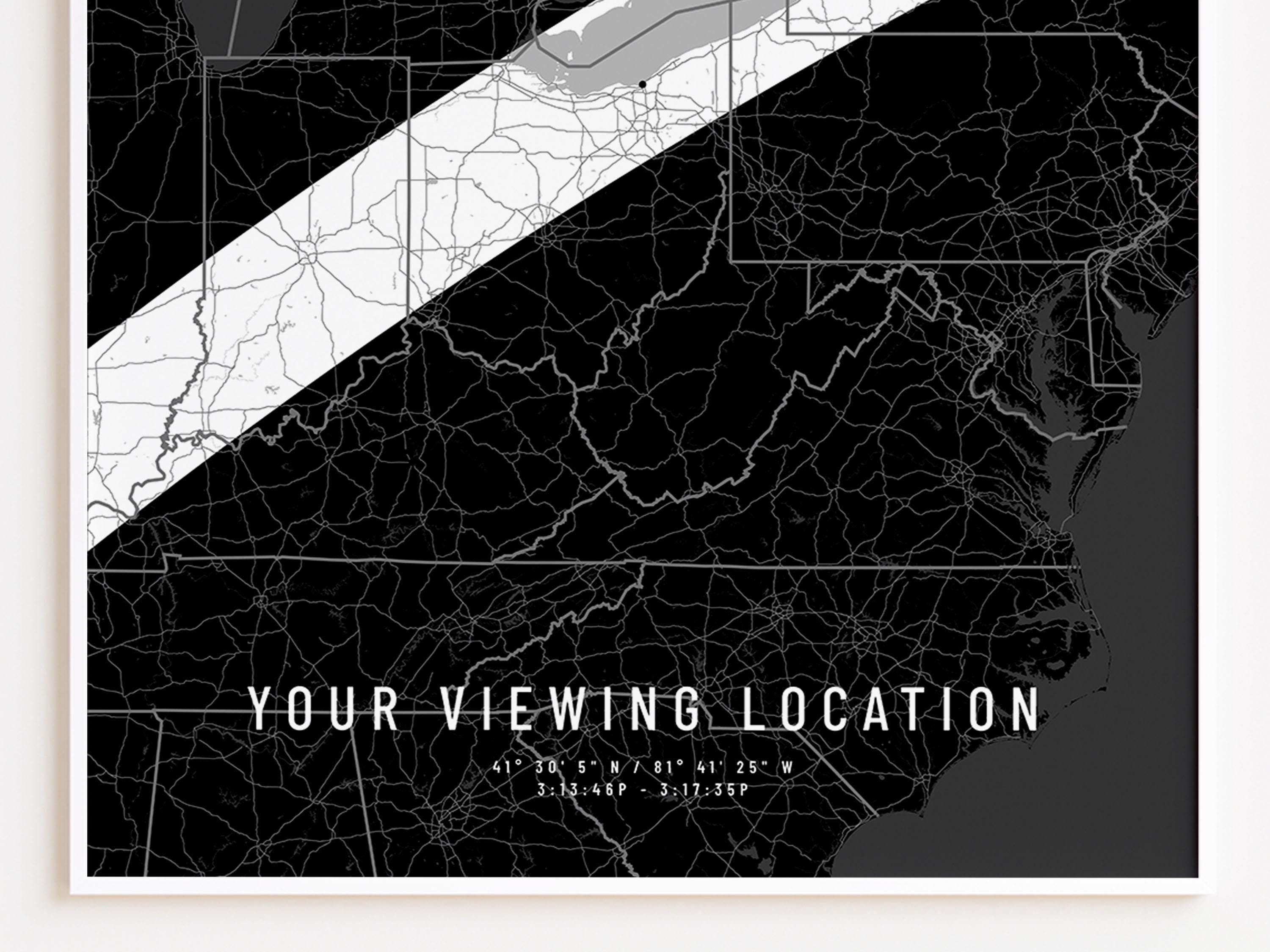 Custom 2024 Solar Eclipse Map Print, Personalized Great American Solar ...