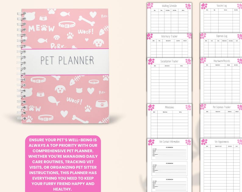 Printable Pet Planner | Pet Care Planner | Pet Care Binder | Pet Sitter ...
