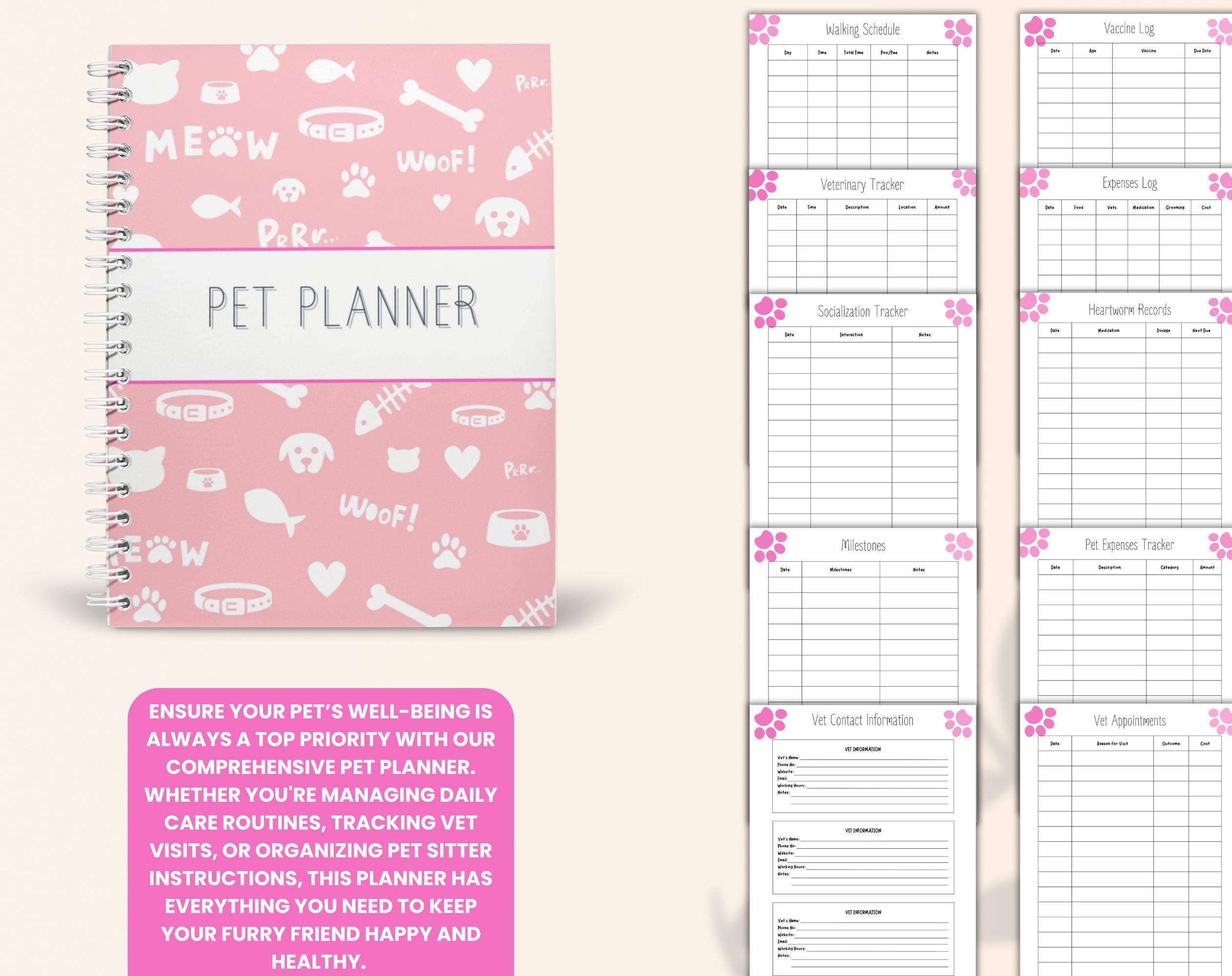 Printable Pet Planner Pet Care Planner Pet Care Binder Pet Sitter Notes ...