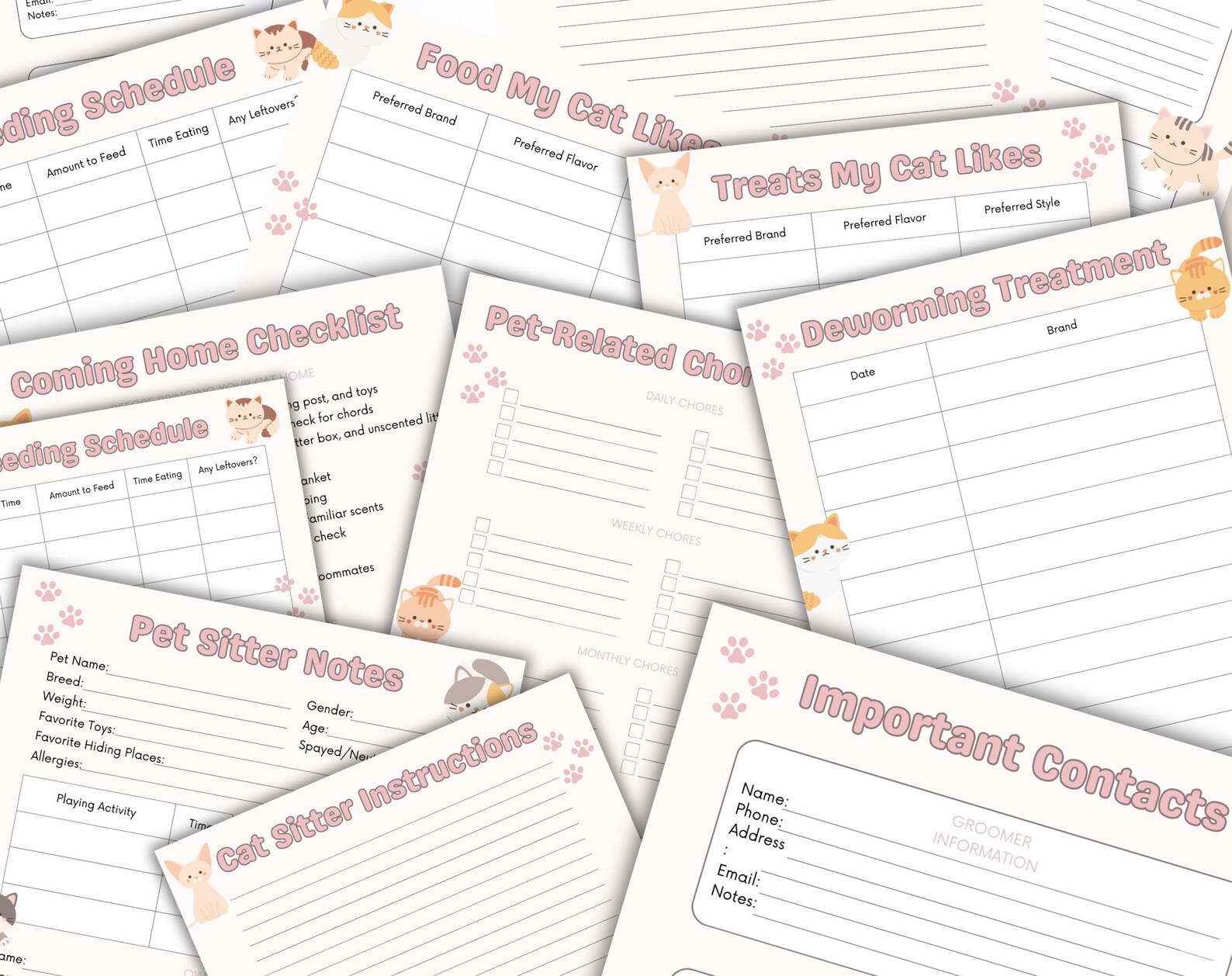 Cat Care Planner Printable | Pet Care Printable Planner | Printable Cat ...