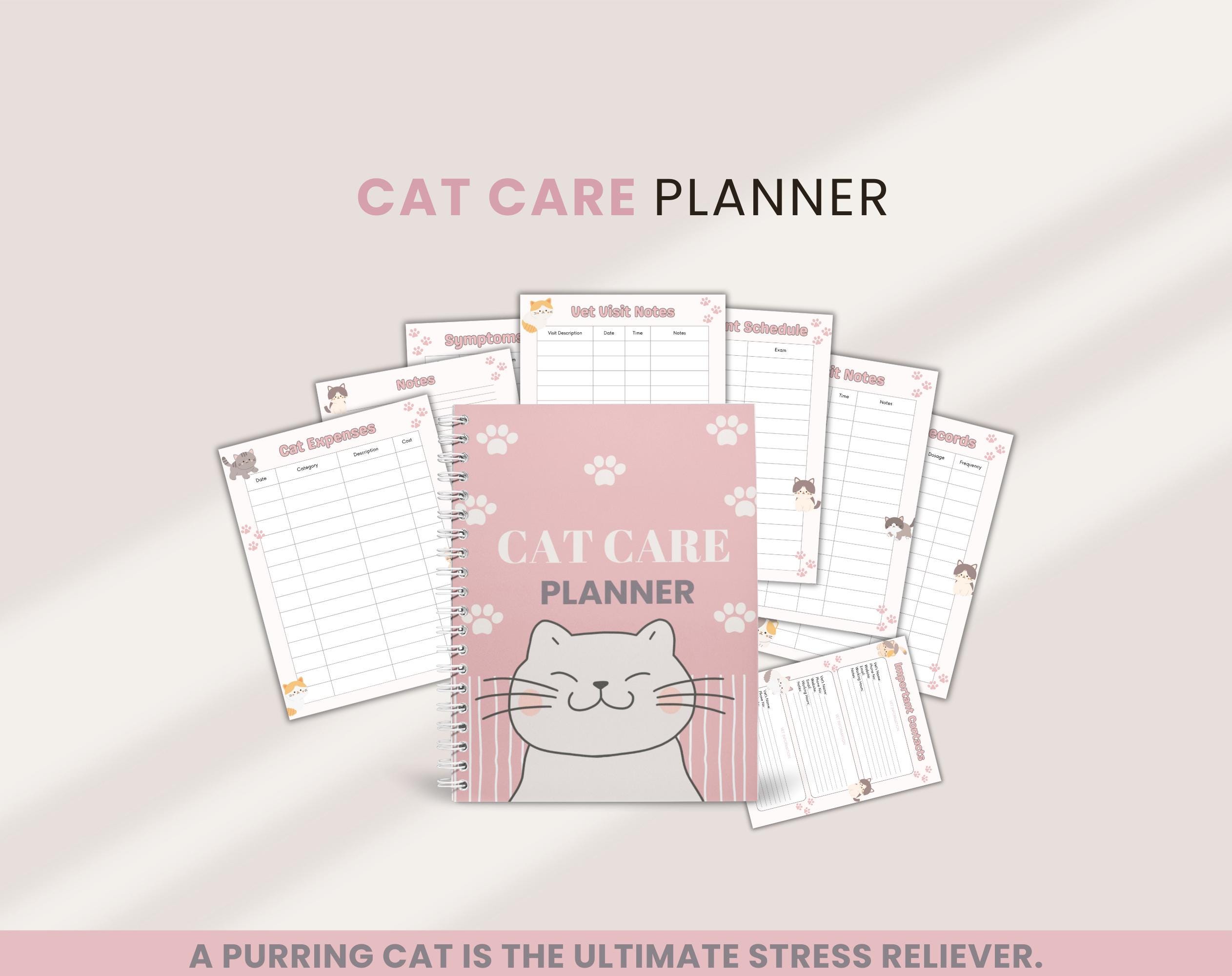 Cat Care Planner Printable | Pet Care Printable Planner | Printable Cat ...