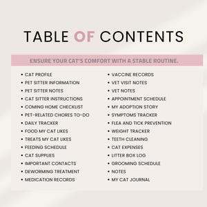 Cat Care Planner Printable | Pet Care Printable Planner | Printable Cat ...