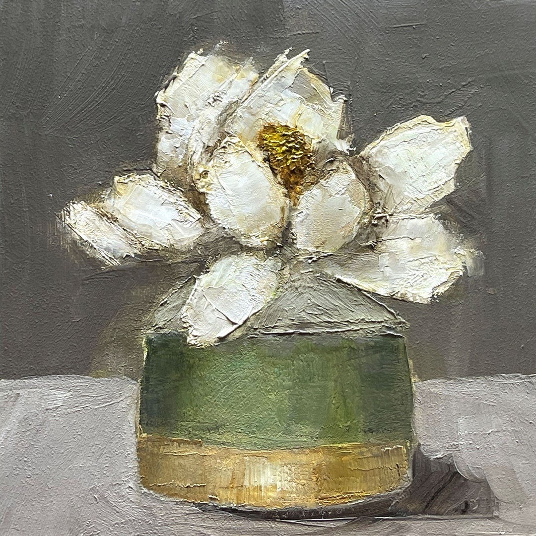 ORIGINAL ABSTRACT OIL Art Painting Magnolias Magnolia Floral Flowers ...