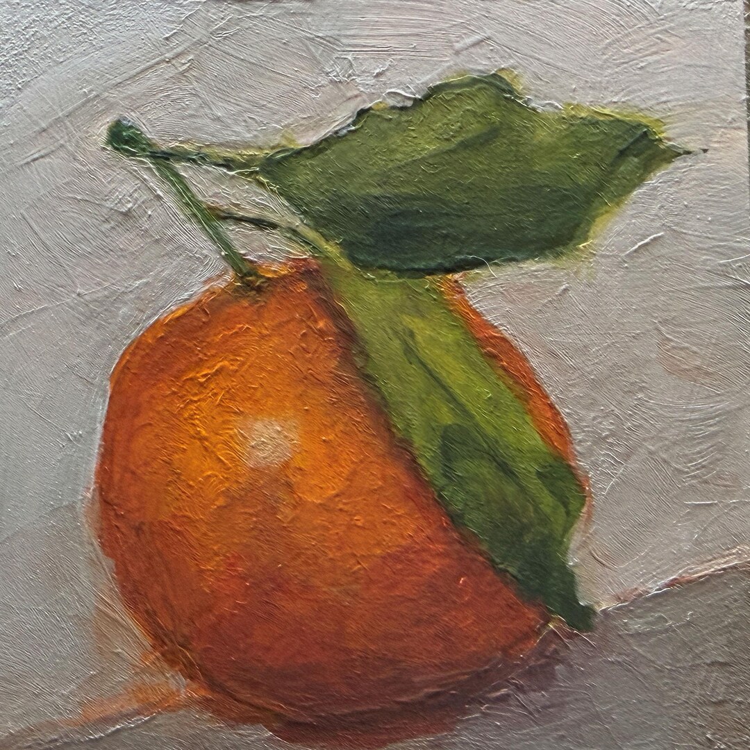 Original Signed Oil Painting, Tangerine Orange Fruit Still Life, 4x4 ...