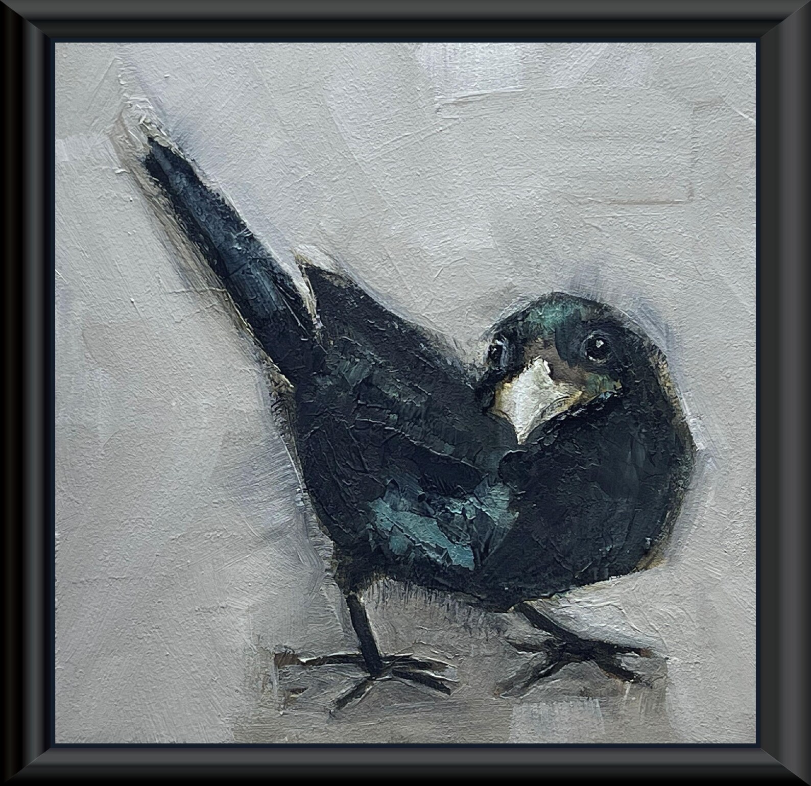ORIGINAL OIL PAINTING Crow Raven Blackbird Black Bird 4 X 4 Art Colette ...