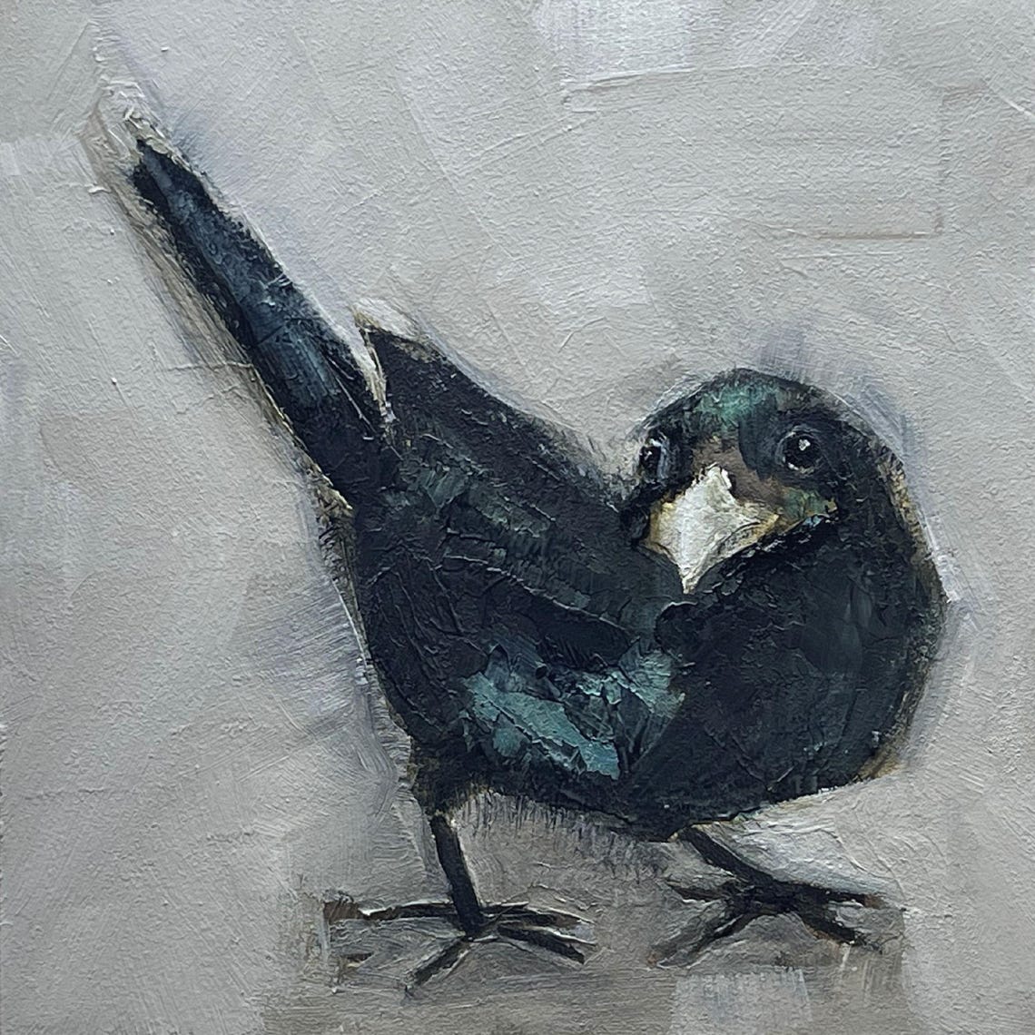 ORIGINAL OIL PAINTING Crow Raven Blackbird Black Bird 4 X 4 Art Colette ...