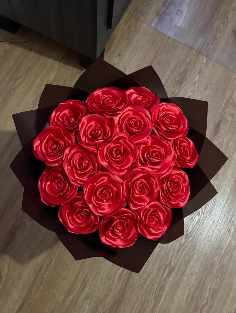 Mother’s Day 18 Count Red Rose Eternal Ribbon Rose Bouquet - Etsy