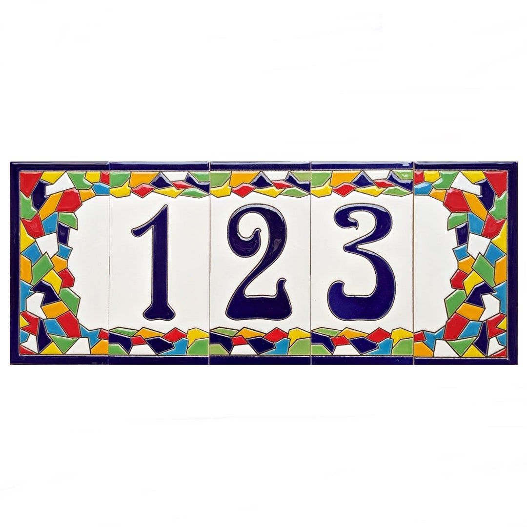 Extra Large Ceramic Tile Numbers 20cm. 8 Inches Hand Glazed in Spain ...