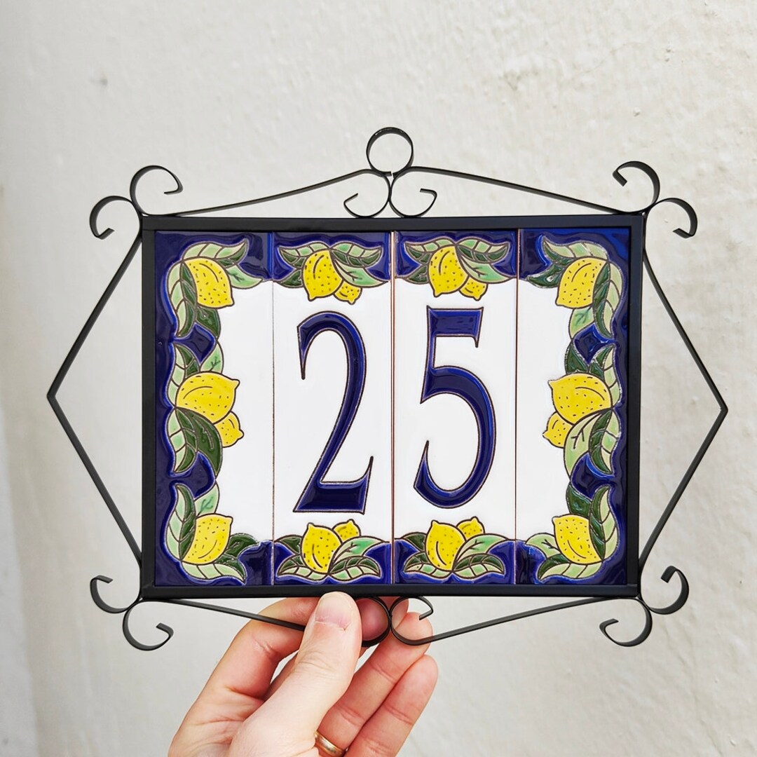 Large Numbers With Lemons, Ceramic Numbers Hand Glazed in Spain Large ...