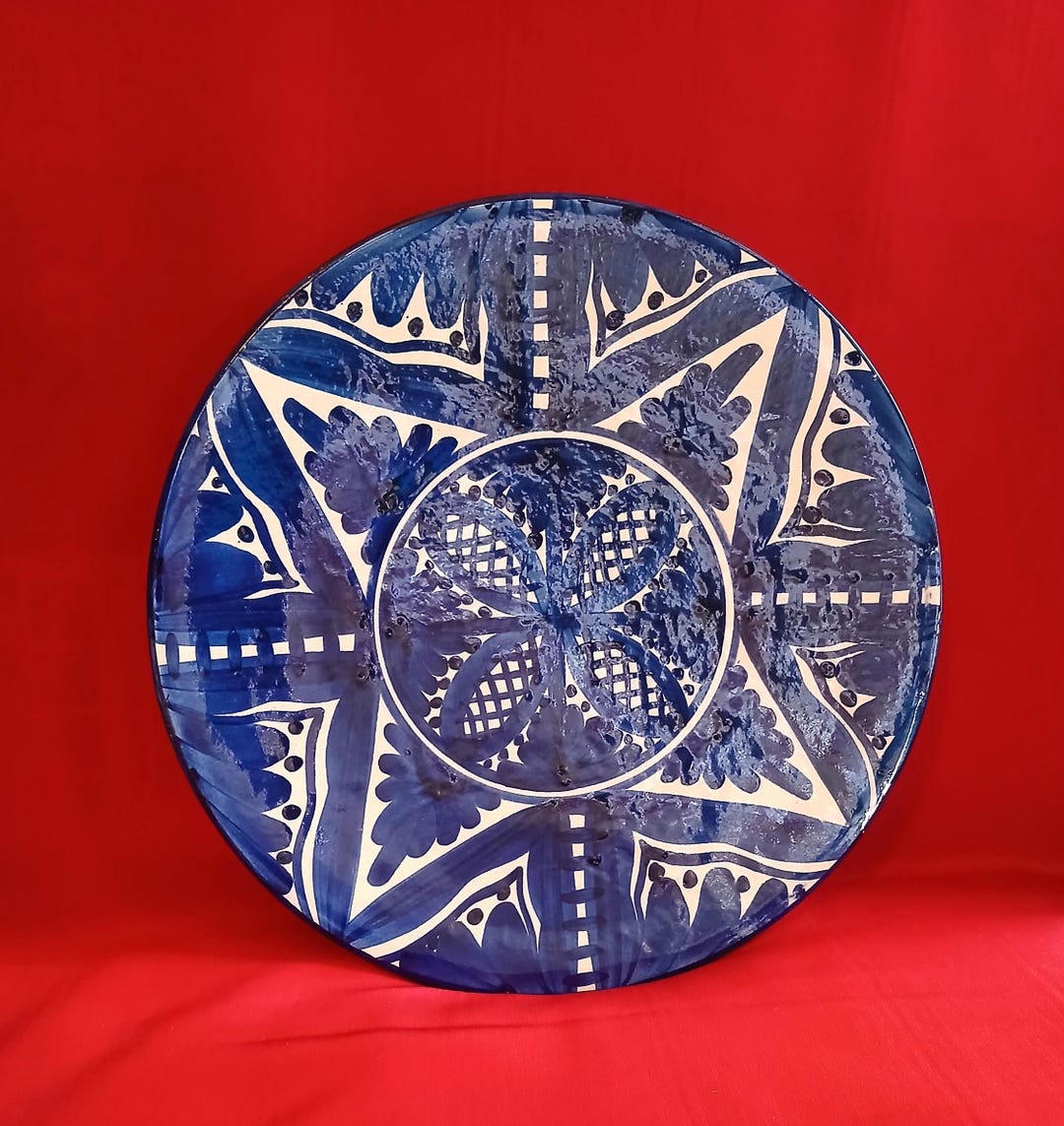 M. Valero Mid Century Blue and White Wall Plate - 1960s/1970s Home ...