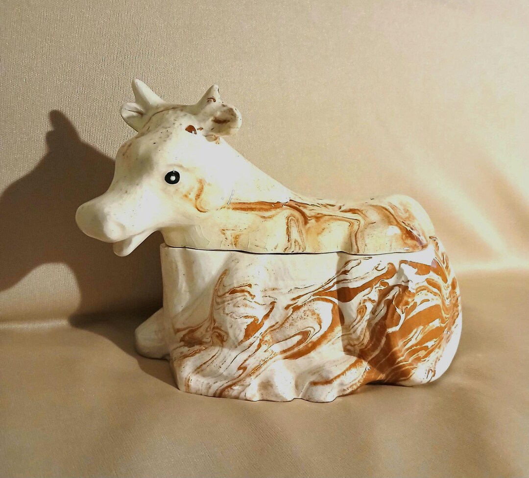 Mount St. Helens Ash Ceramic Cow With Lid, Circa 1980's. - Etsy