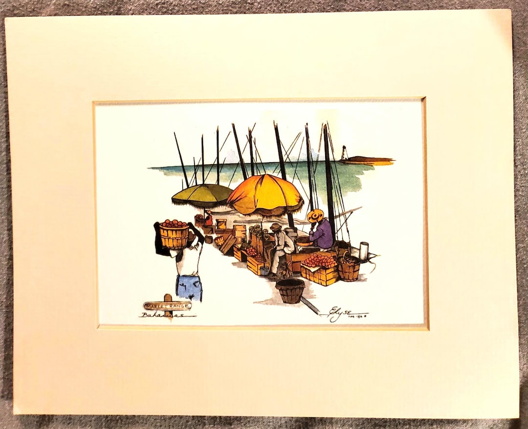 Elyse Wasile "market Range Bahamas" Vintage Bahamian Art Print (1972 ...