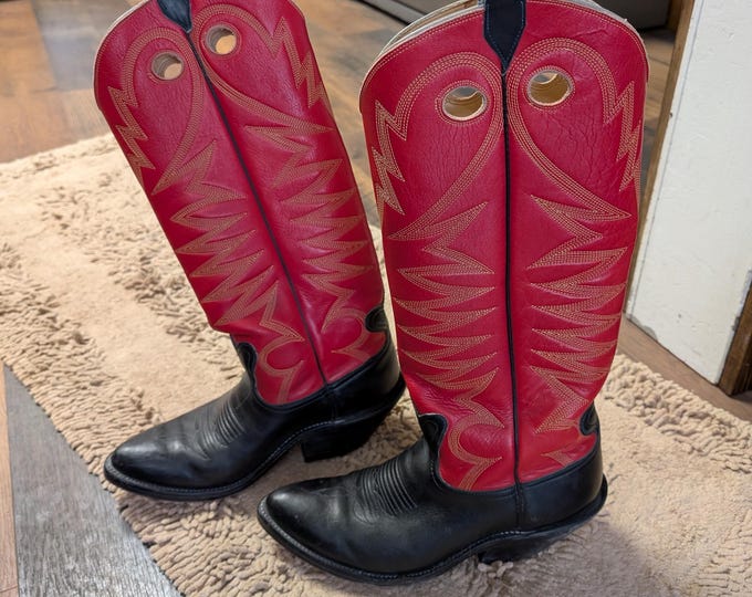 Striking Red Bowman's Wilson Buckaroo Boots - Authentic Western ...