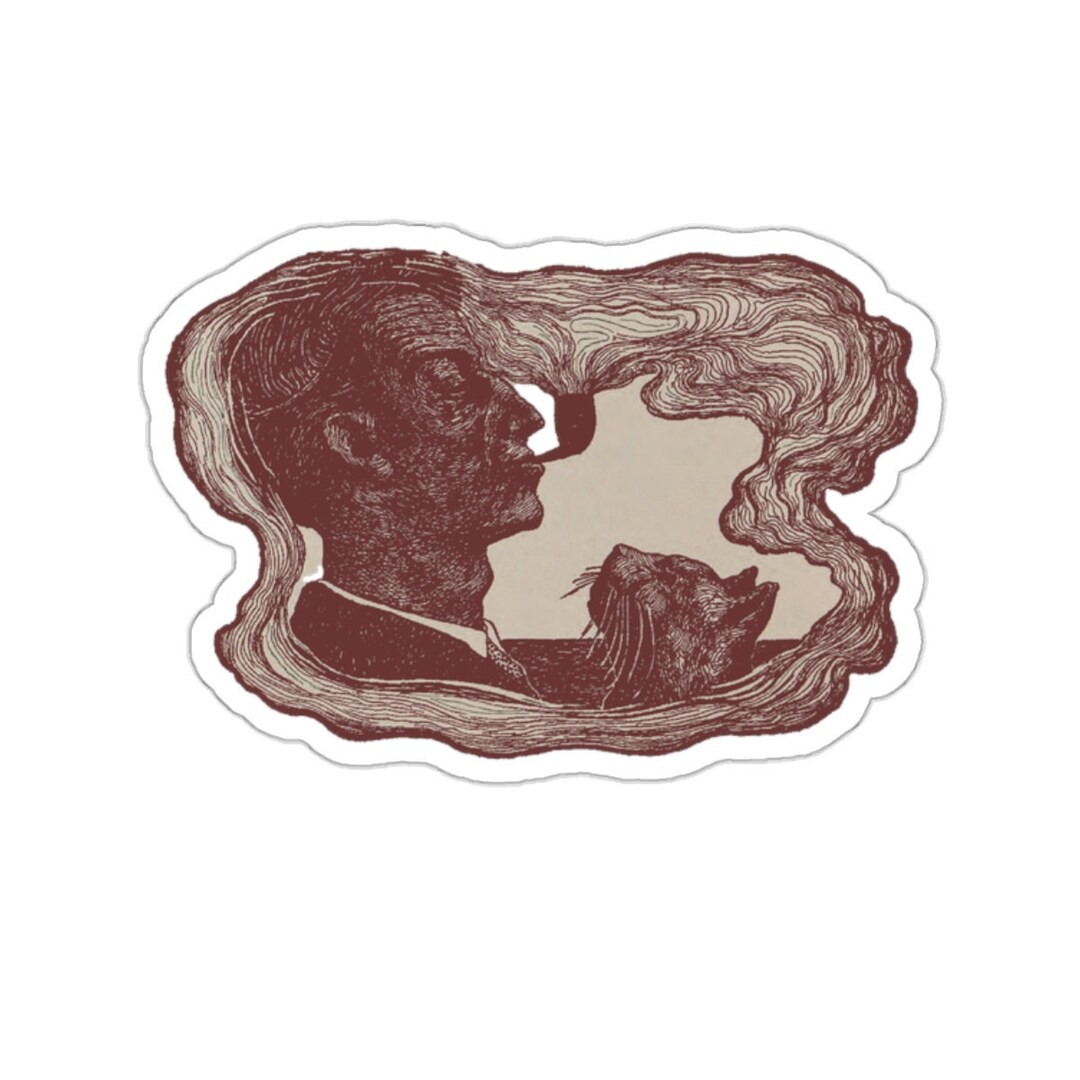 Phil the Philosopher and His Cat Kiss-cut Stickers, Funny Philosophical ...