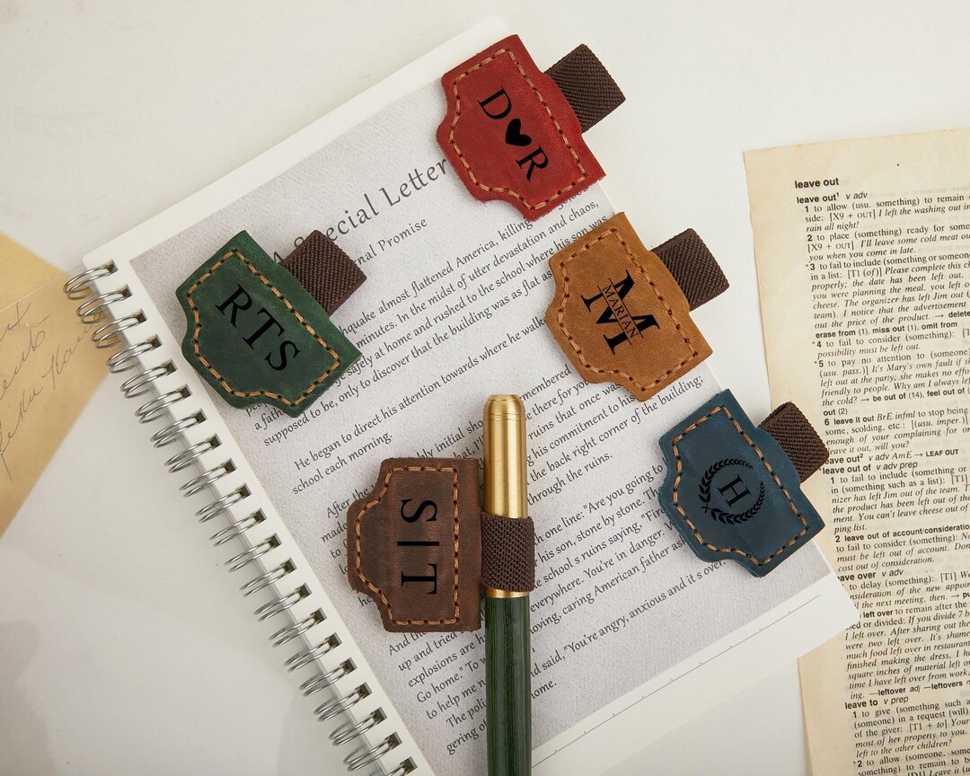 Personalized Engraved Book Clip With Name or Initial, Custom Leather ...