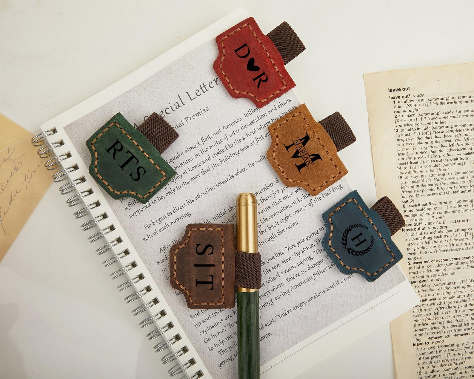 Personalized Engraved Book Clip With Name or Initial, Custom Leather ...