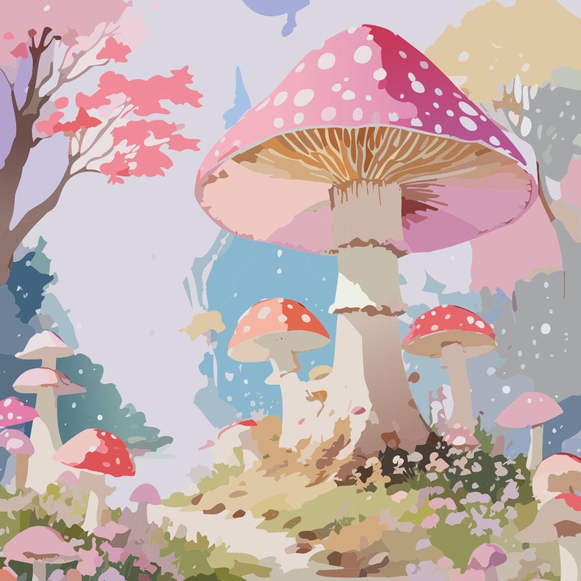 Set of 6 Mushroom Posters, Printable Retro Wall Art, Mushroom Decor ...