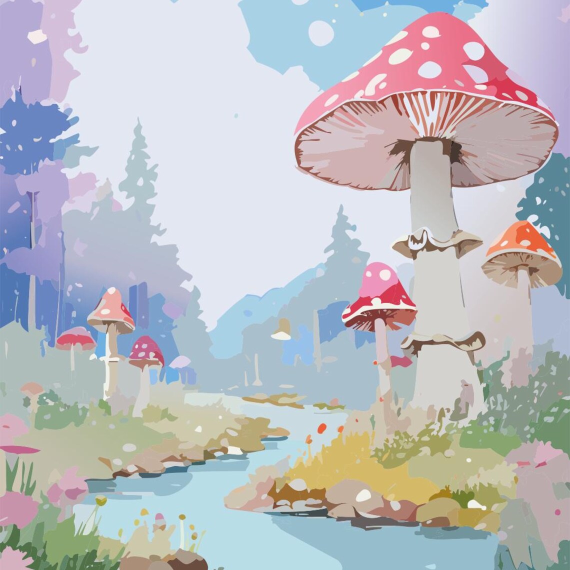 Set of 6 Mushroom Posters, Printable Retro Wall Art, Mushroom Decor ...