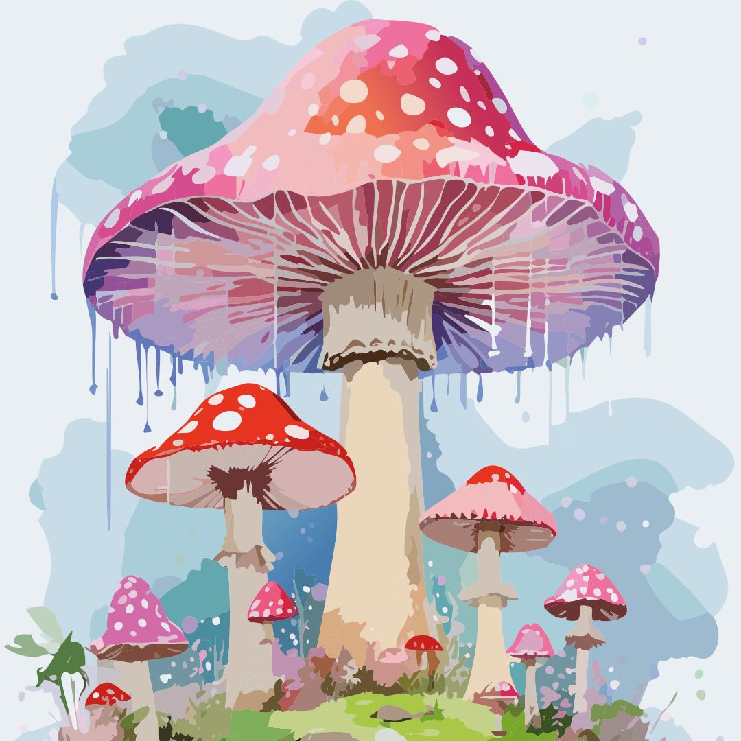 Set of 6 Mushroom Posters, Printable Retro Wall Art, Mushroom Decor ...