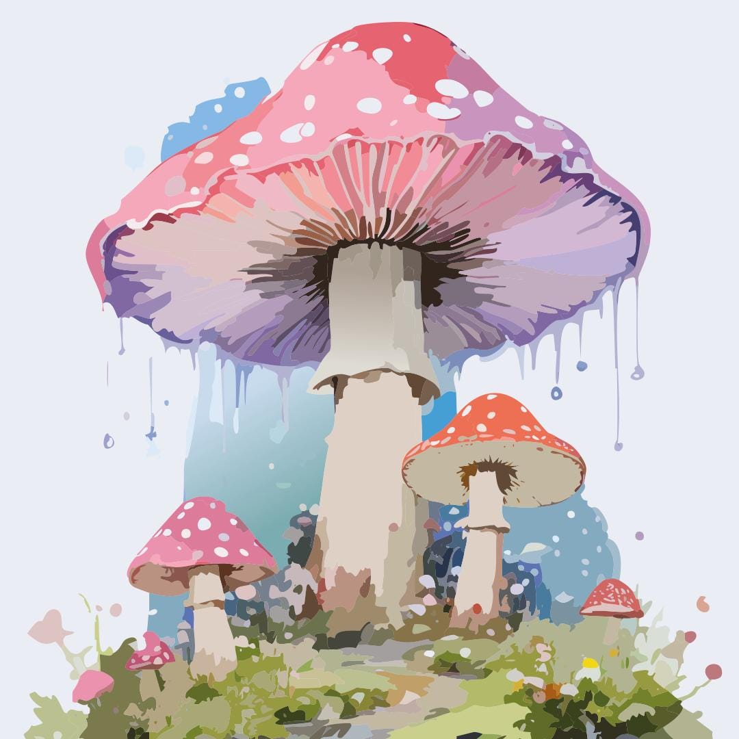 Set of 6 Mushroom Posters, Printable Retro Wall Art, Mushroom Decor ...