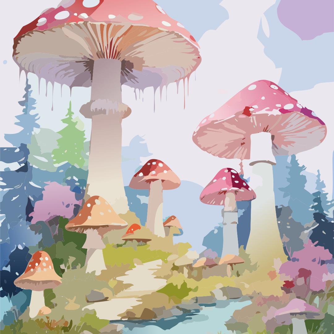 Set of 6 Mushroom Posters, Printable Retro Wall Art, Mushroom Decor ...