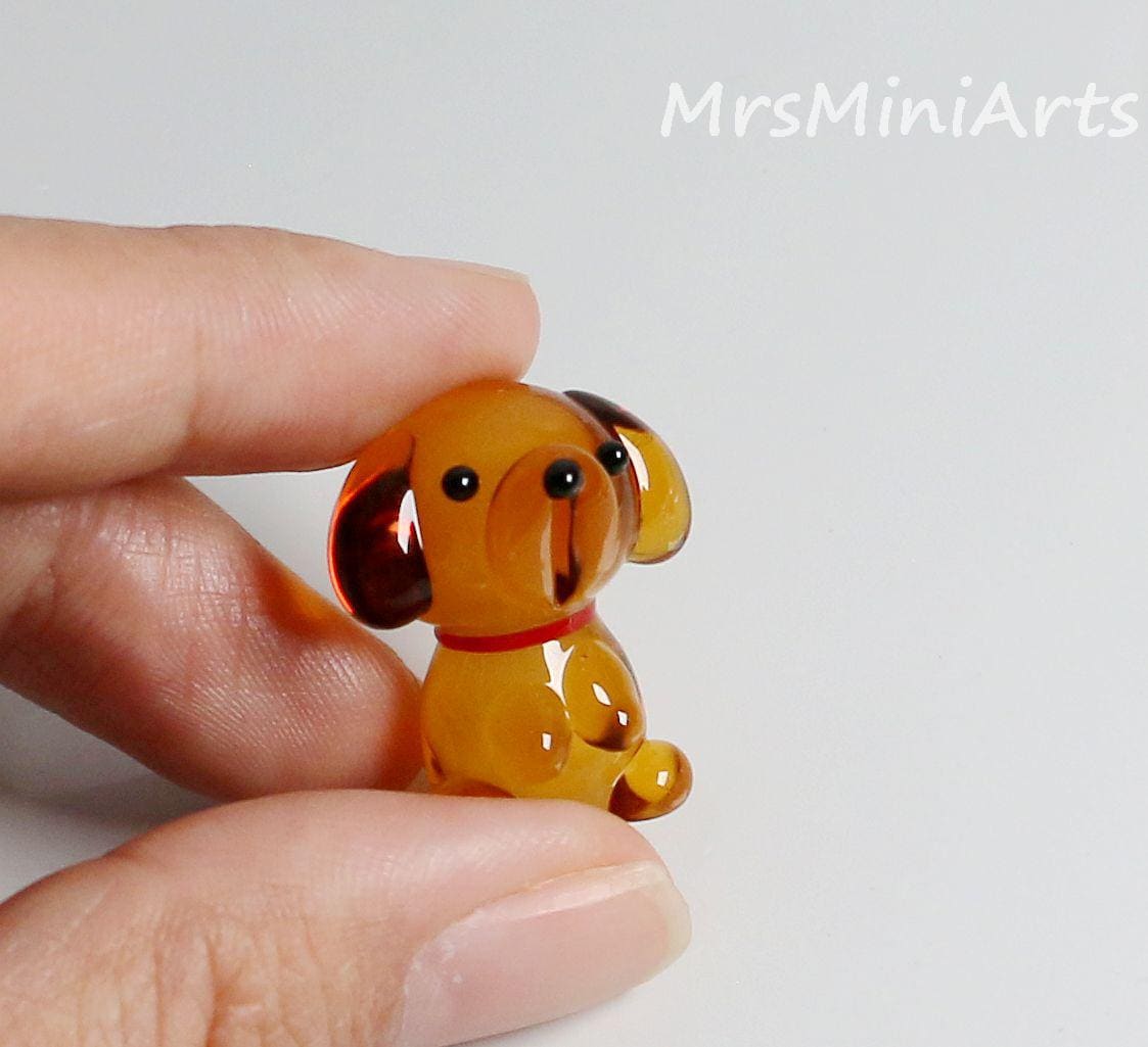 Handmade Glass Mini Dog/glass Animal/glass Dog Miniature/dog Lovers ...